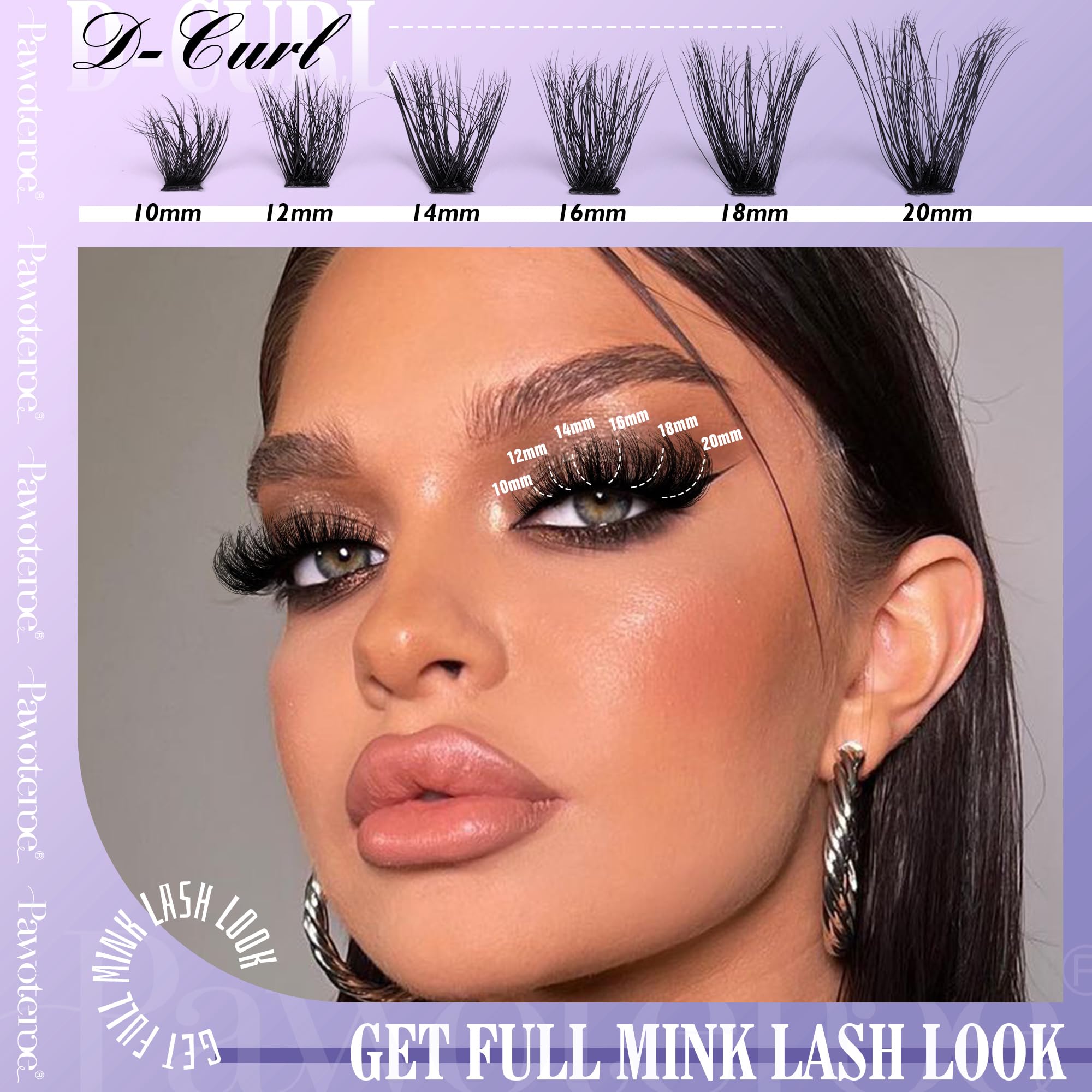 Lash Extension Kit Lash Clusters Fluffy 80D Curl DIY Eyelash Extension Kit 10-20mm Individual Lashes Mink with Lash Bond and Seal and Lash Tweezers for Self Application at Home (MINK-80D-10-20MIX KIT)