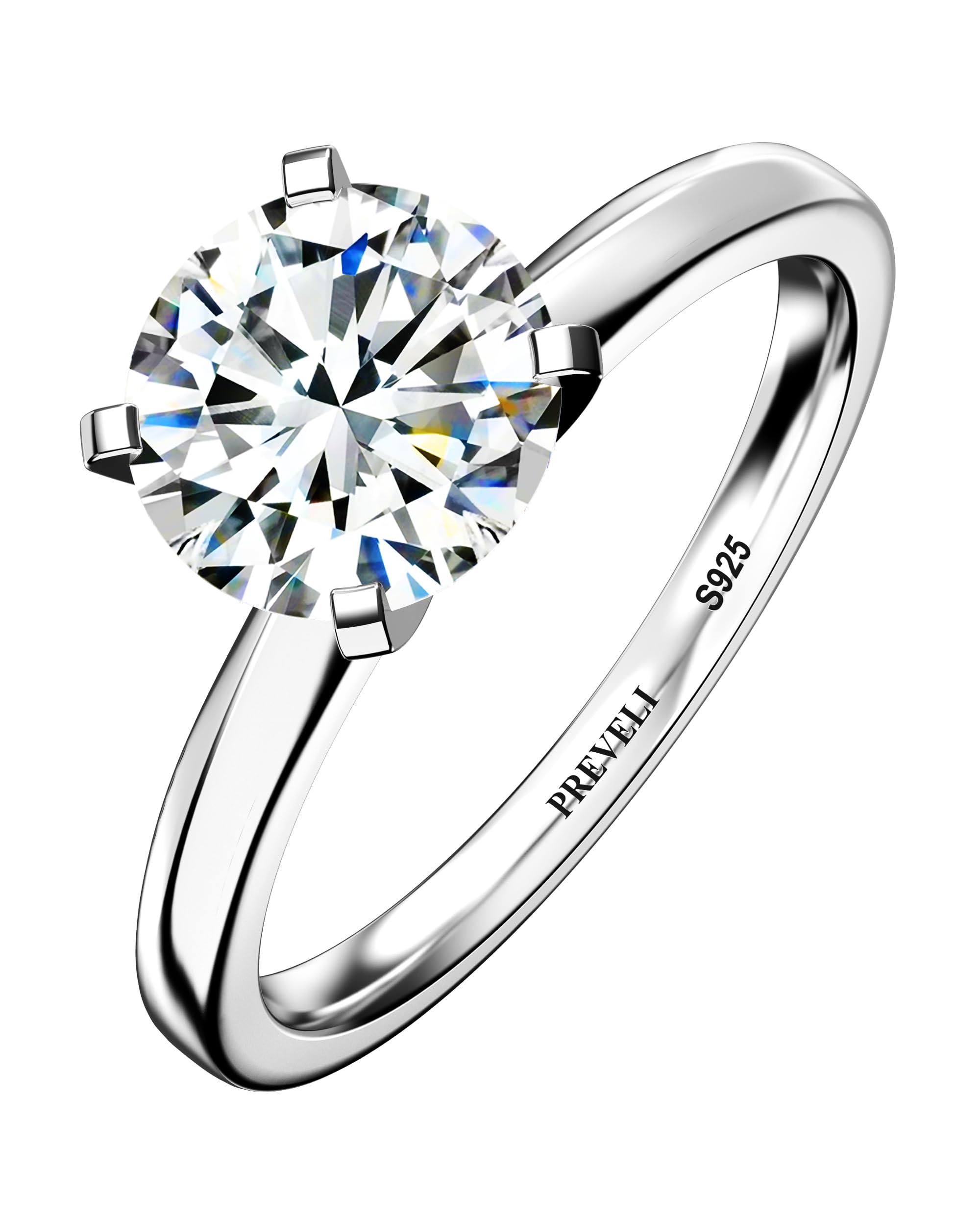 PREVELI 925 Sterling Silver Band Channel Set Moissanite Engagement Ring Simulated Diamond Rings For Women Size 6