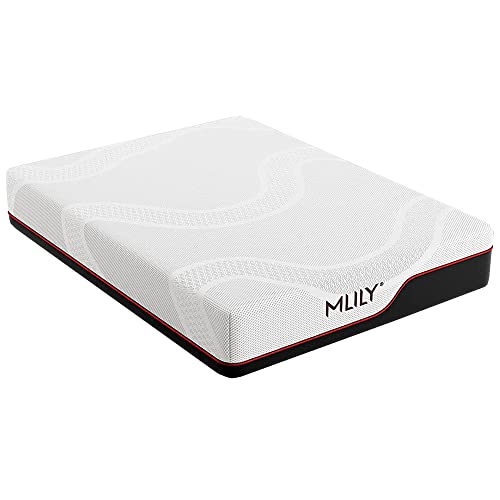 MLILY 12 Inch Queen Mattress, Manchester United Memory Foam Medium Plush Mattress in a Box, Charcoal Gel Cooling Bamboo Mattress, CertiPUR-US Certified Made in USA, 38”x75”x12” White