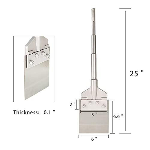 TINVHY SDS Max Floor Scraper, 6-in Wide Tile Removal Bit with Long Handle and Heavy Duty Blade for All SDS-Max Rotary Hammer Drills (6 x 25in)