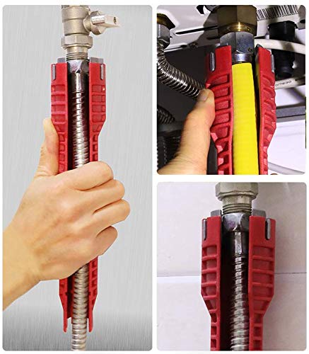 TenVirtues Faucet and Sink Installer Multifunctional Tool, 8-in-1 Screw Head Waste Pipe Extractor & 3 replaceable heads for Plumbing/Bathroom/Toilet Bowl/Sink/Kitchen Plumbing