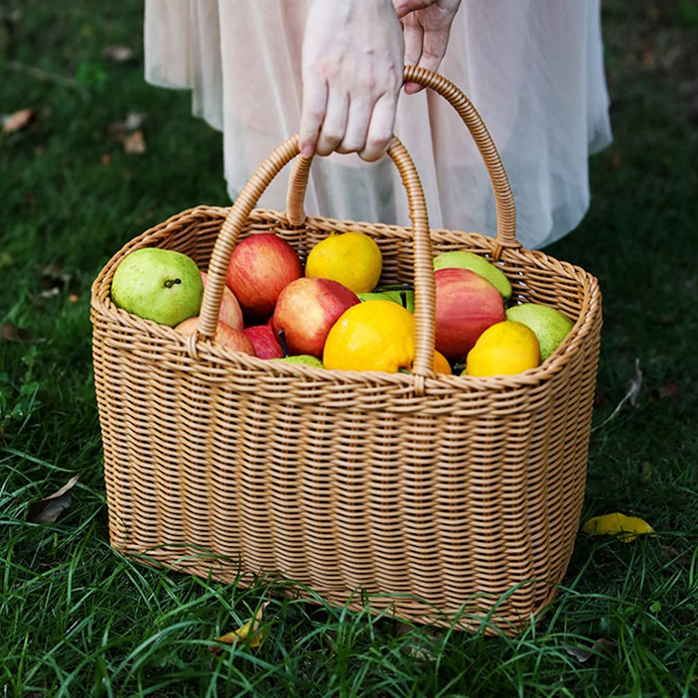 NOLITOY 1pc Woven Basket Market Personalized Easter Basket Boho Style Basket Handbag Woven Storage Basket Handmade Wicker Planter Plant Kits for Kids Wine With Cover Toiletries Boy Plastic