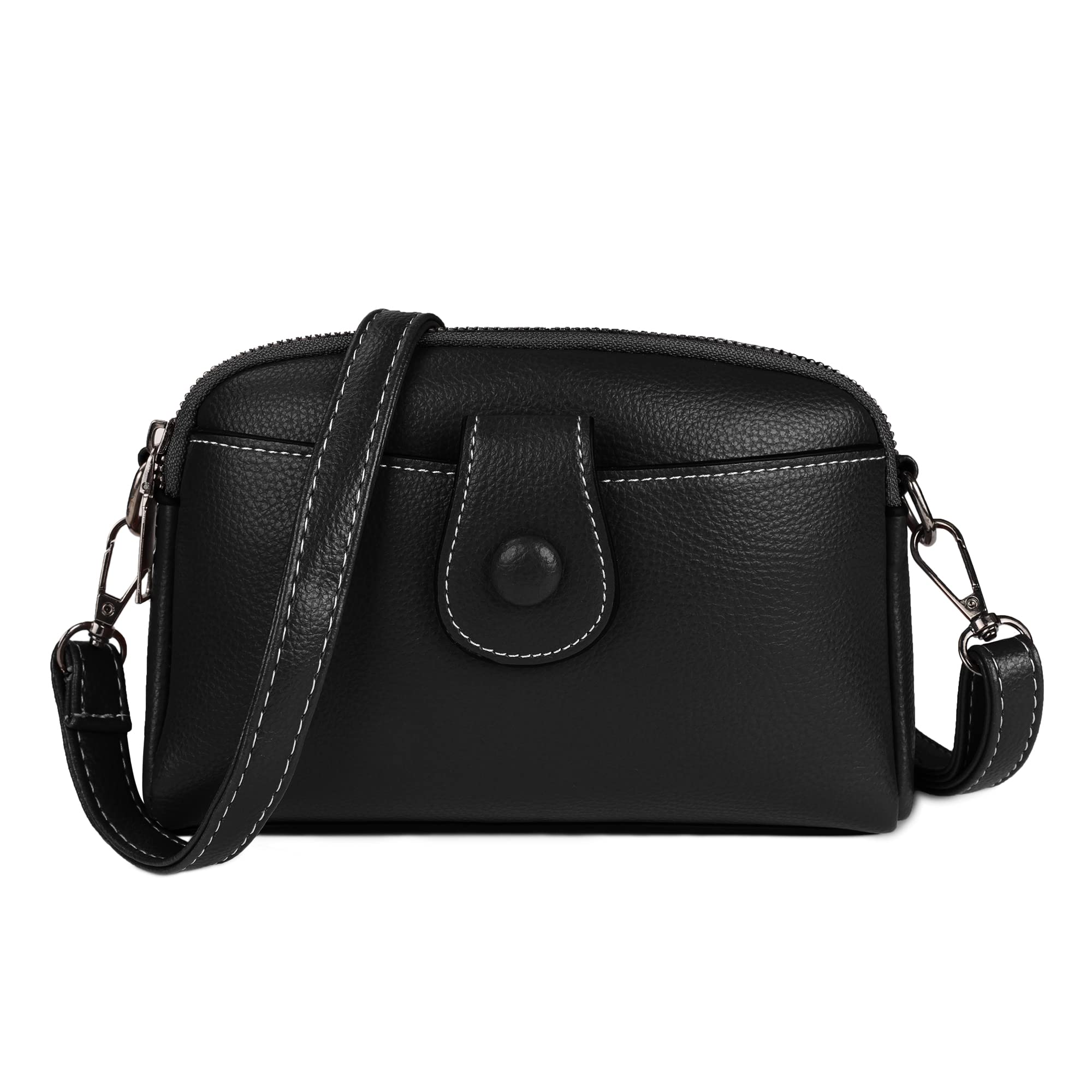 Youjaree Small Crossbody Bag for Women Trendy Faux Leather Shoulder Purse Handbag with Adjustable Strap (Black)