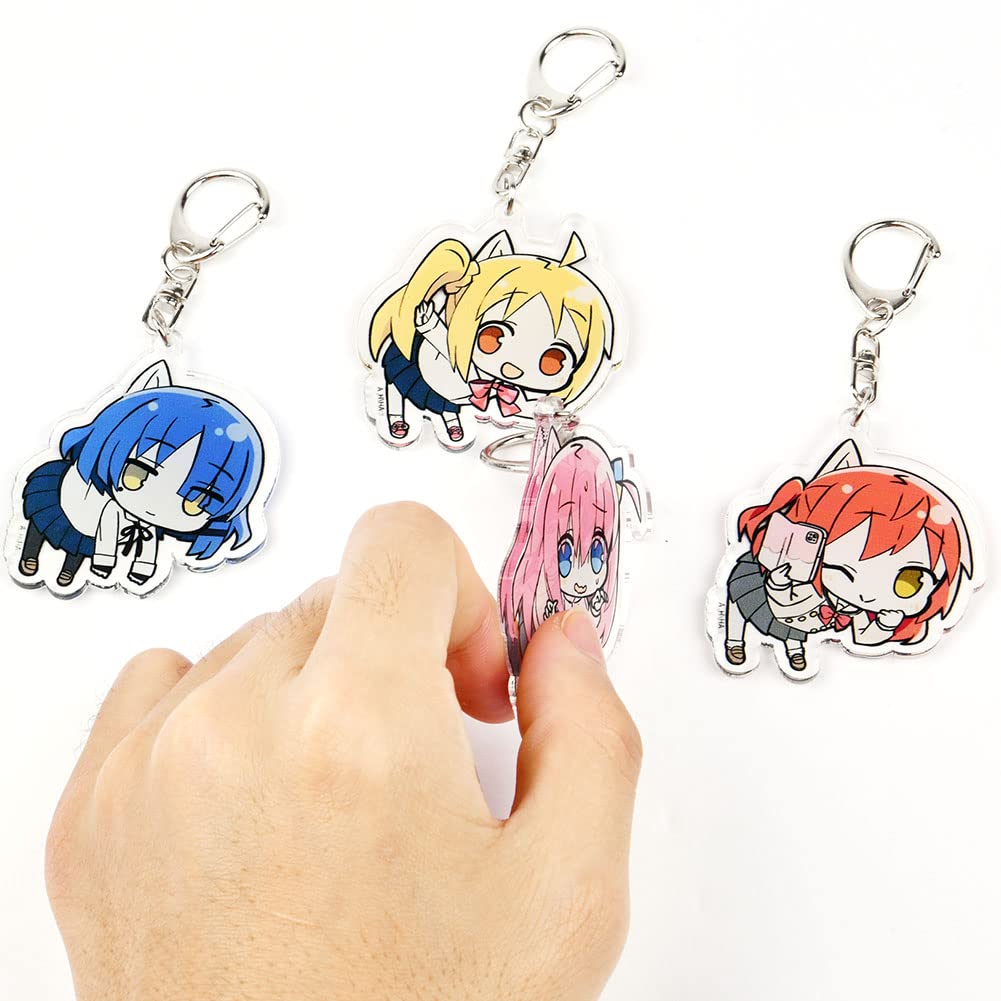 URAQT 4Pcs Bocchi the Rock Keychains Cosplay Cute Cartoon Anime Keyrings