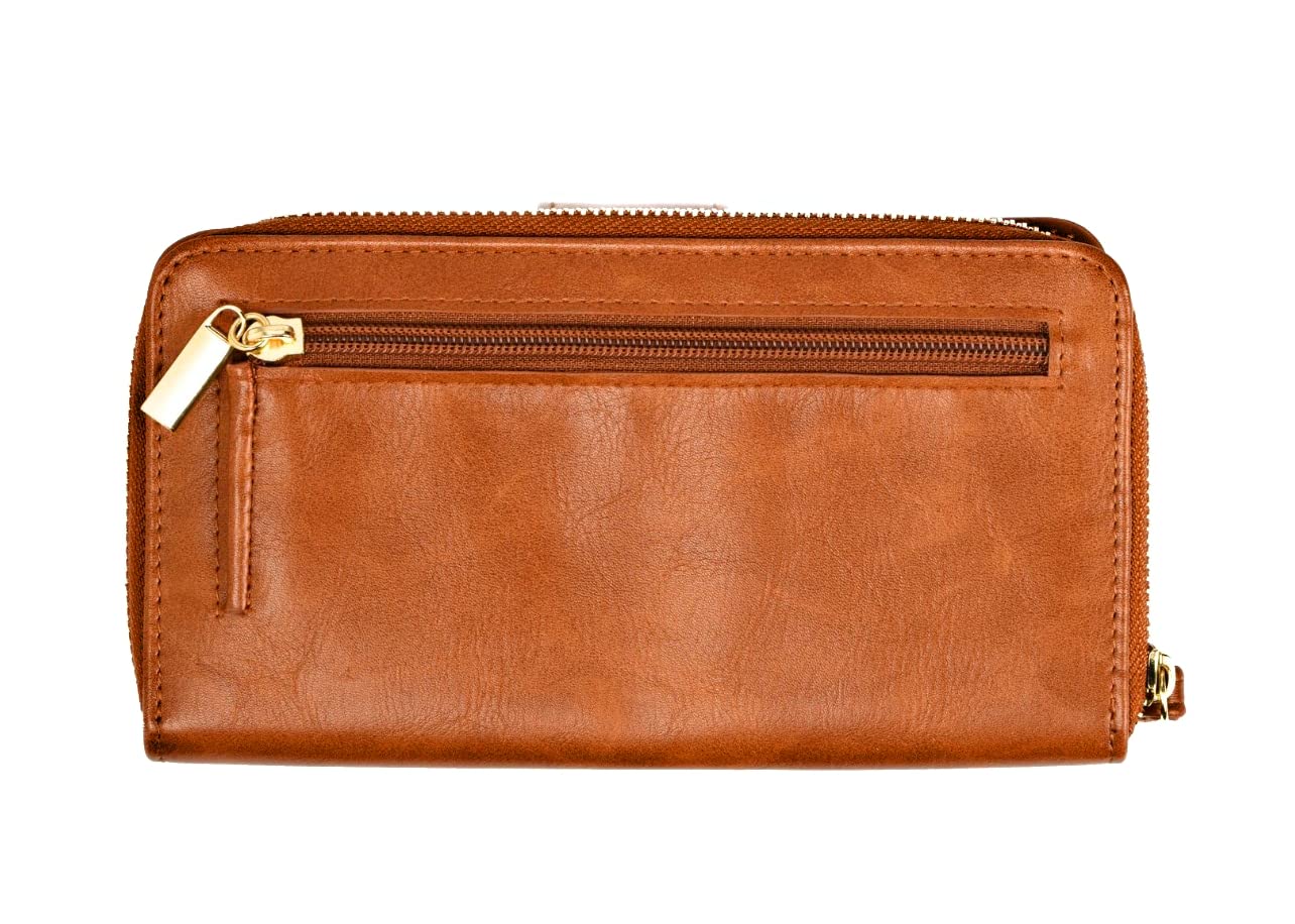 Time & Tru Women's Ainsley Bulk Clutch Faux Saffiano Leather Women's Wallet (Plaid), (236)