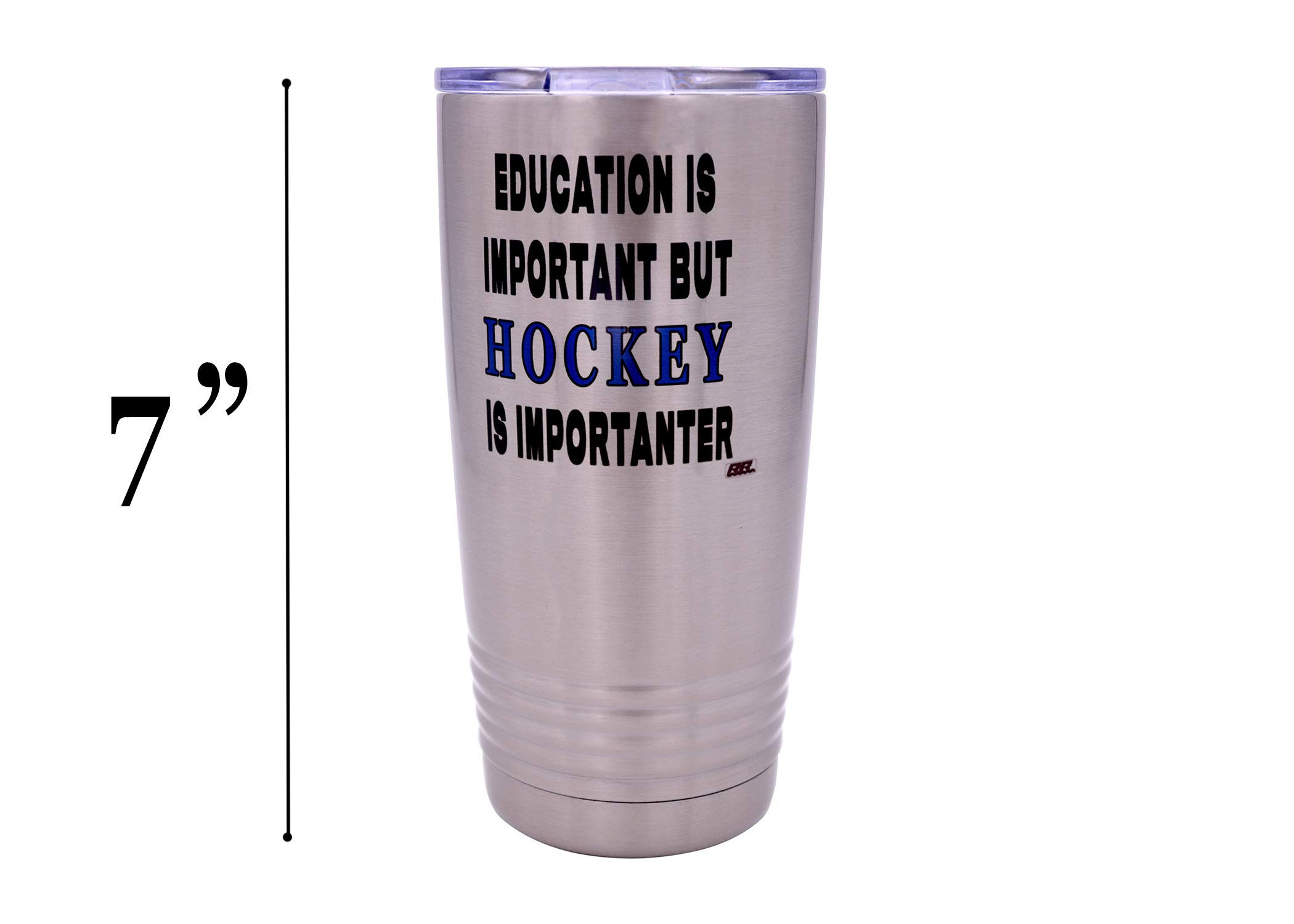 Rogue River Tactical Funny Hockey PLayer 20 Oz. Travel Tumbler Mug Cup w/Lid Education Important Gift Idea