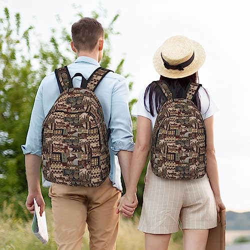 NOKOER Rustic Lodge Bear Printed Canvas Backpack,Casual Daypacks,Laptop Backpack For Women Men,Lightweight Travel Daypack