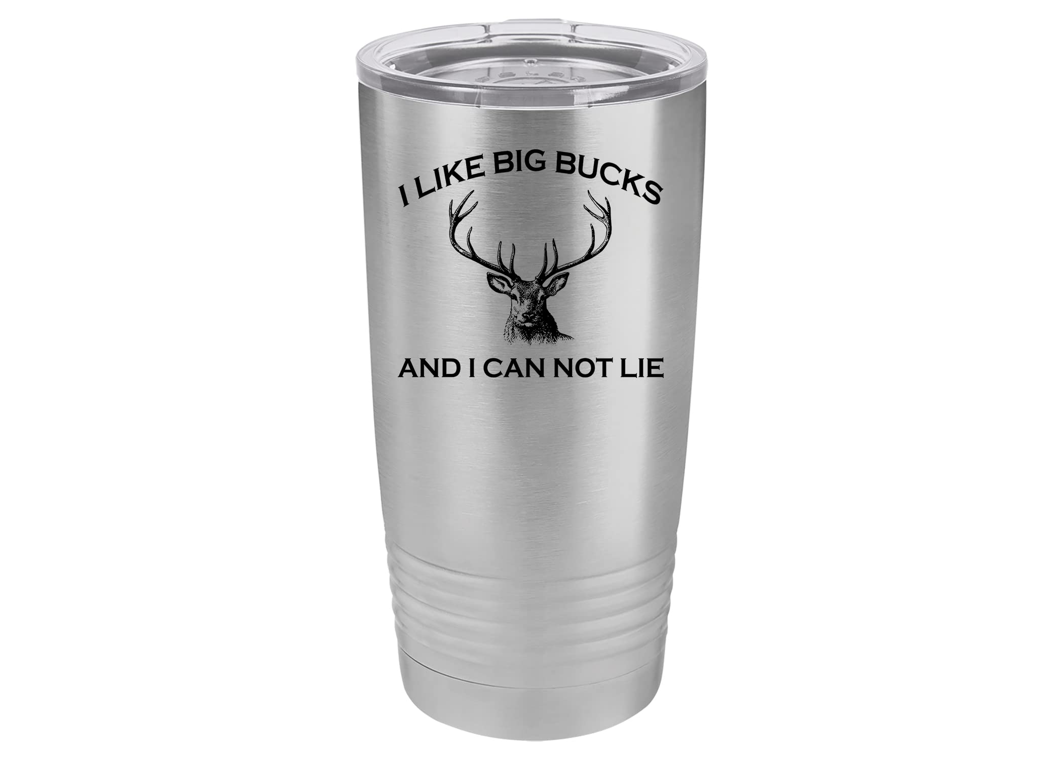 Rogue River Tactical Funny Hunting 20 Oz. Travel Tumbler Mug Cup w/Lid Vacuum Insulated Hot or Cold I Like Big Bucks Hunter Gift