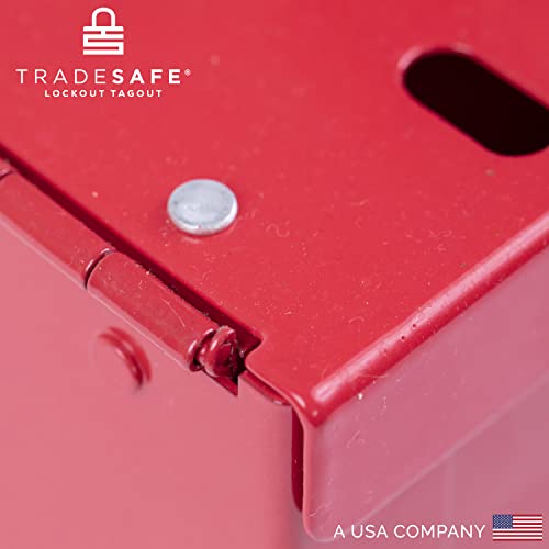 TRADESAFE Lockout Tagout Group Lock Box - Premium LOTO Group Box, 18 Gauge Steel Lockout Box, Red Lock Box for OSHA Compliant Group LOTO Procedures