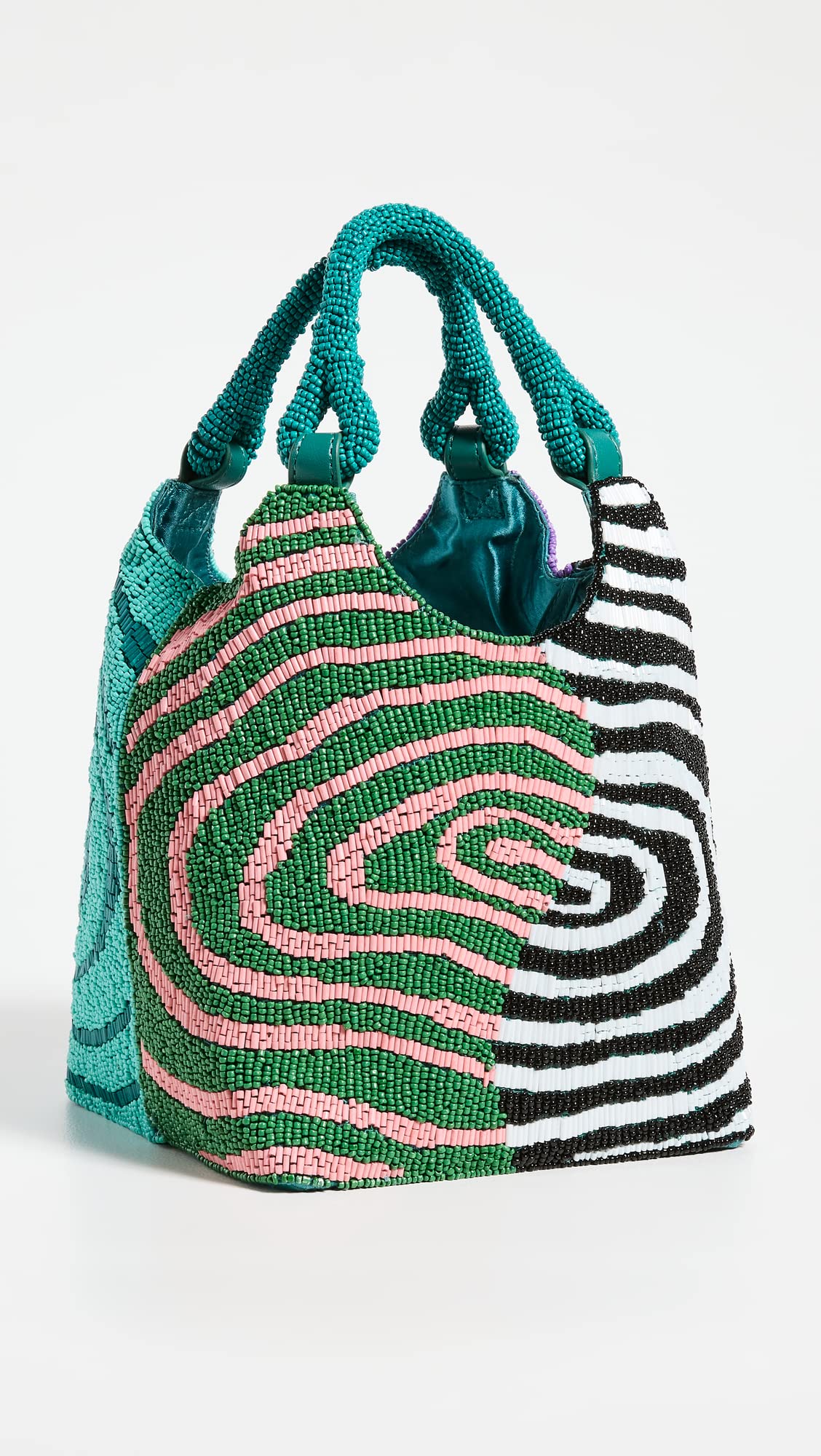 STAUD Women's Beaded Cote Bag, Acid Swirl, Print, Green, One Size