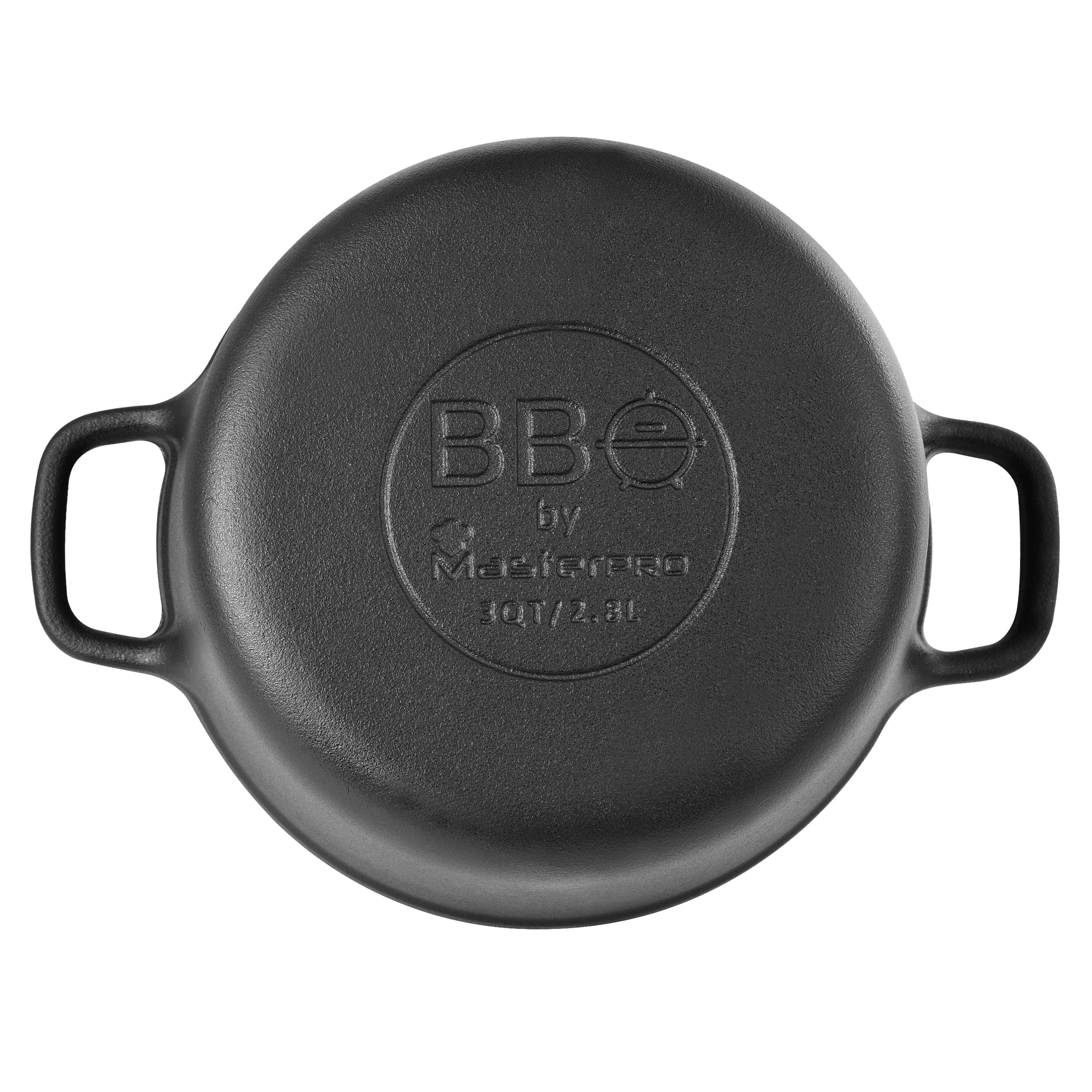 MasterPRO Pre-Seasoned Cast Iron Dutch Oven Skillet - Cooking Pot with Lid for Indoor and Outdoor Use β BBQ Grill, Fire, Oven Safe Camping Cookware, 3 Quart, Black
