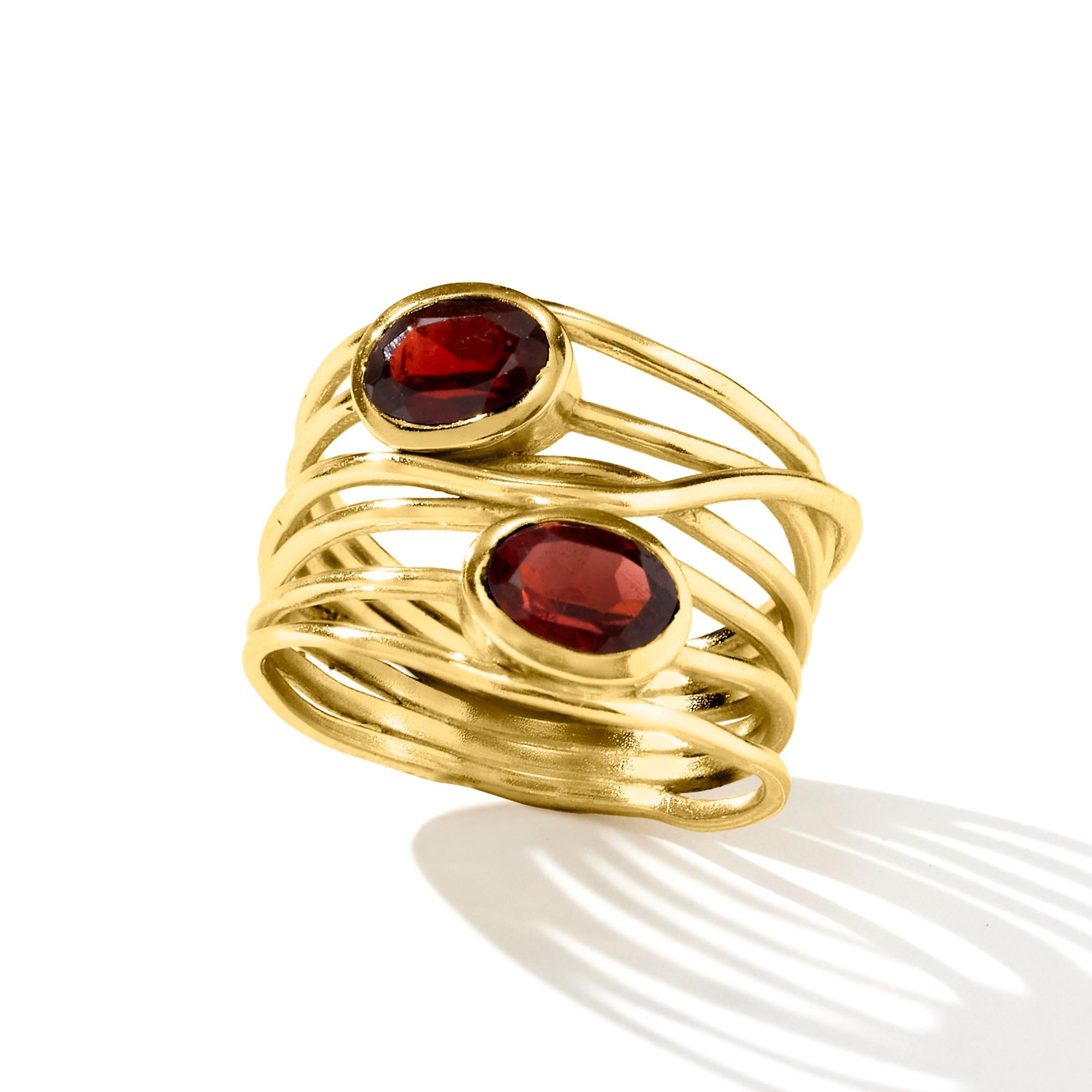 Ross-Simons 1.60 ct. t.w. Garnet Highway Ring in 18kt Gold Over Sterling. Size 8