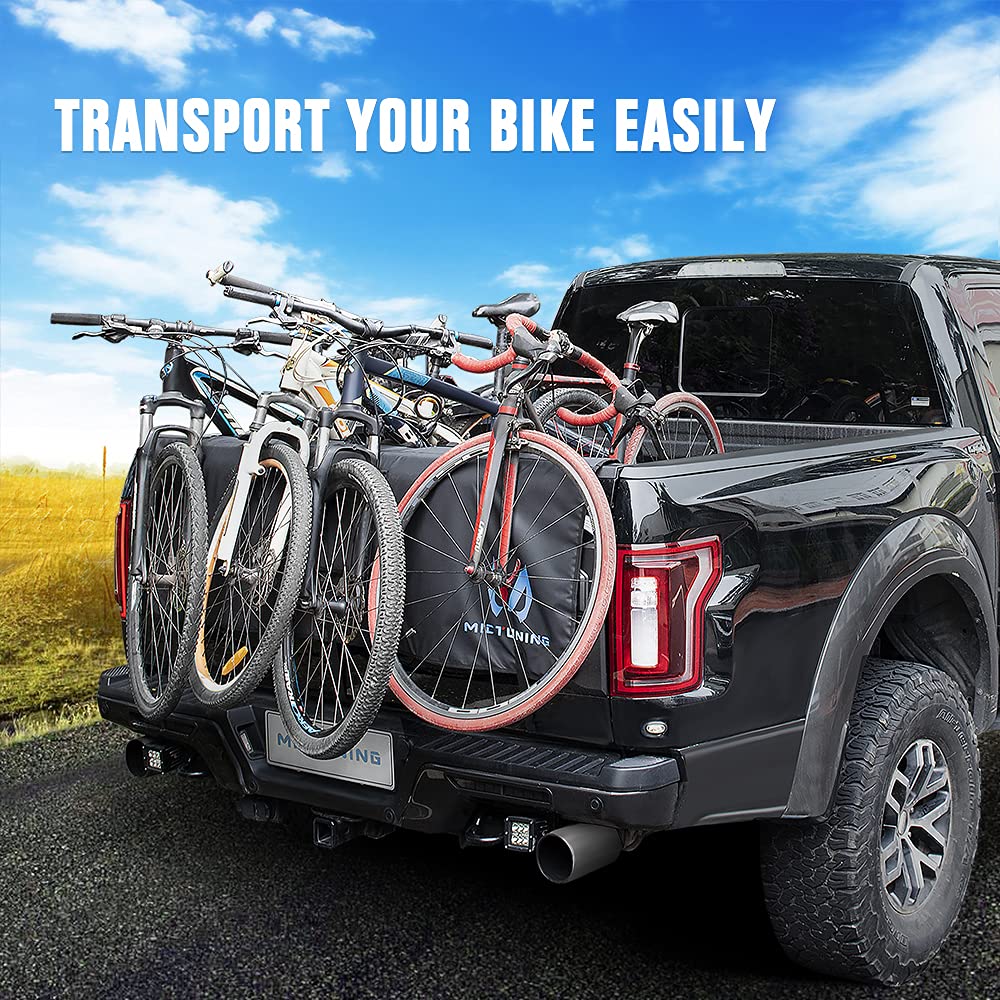 MICTUNING Rear Tailgate Pad for Bike 60'' with Tool Pocket Bicycle Tailgate Protection Pad Universal for Mountain Bike Transport 6 Bikes
