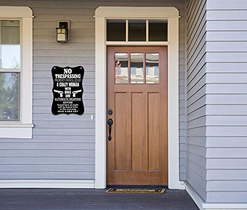WaaHome Funny No Trespassing Signs Private Property Sign, 7.8''X11.8'' Safety & Privacy Warning Sign