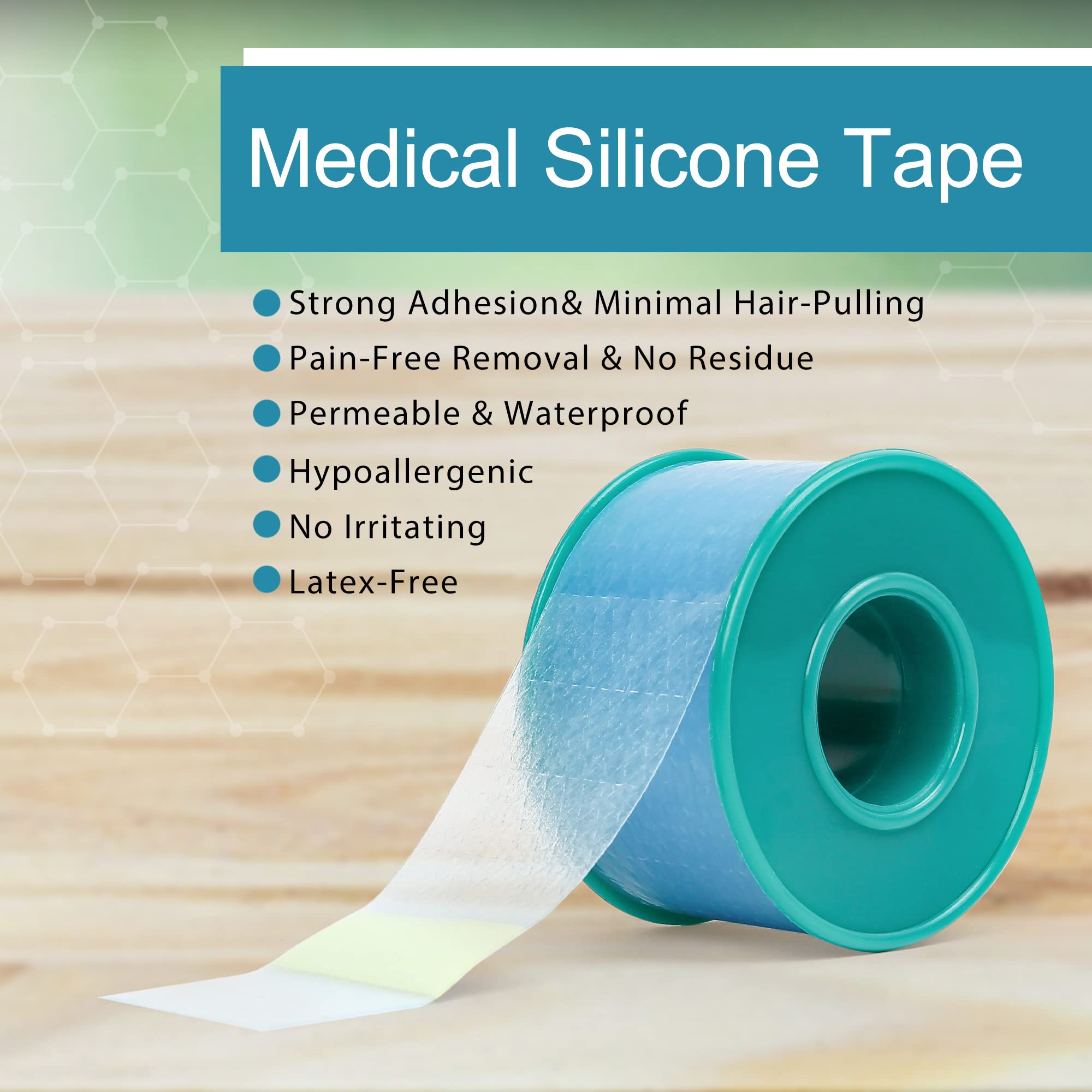 LotFancy Medical Silicone Tape, 2Rolls 1βΓ5.5 Yds, Waterproof Adhesive Surgical Tape, Soft Skin Tape for Surgery First Aid, Wound, Bandage and Sensitive Skin