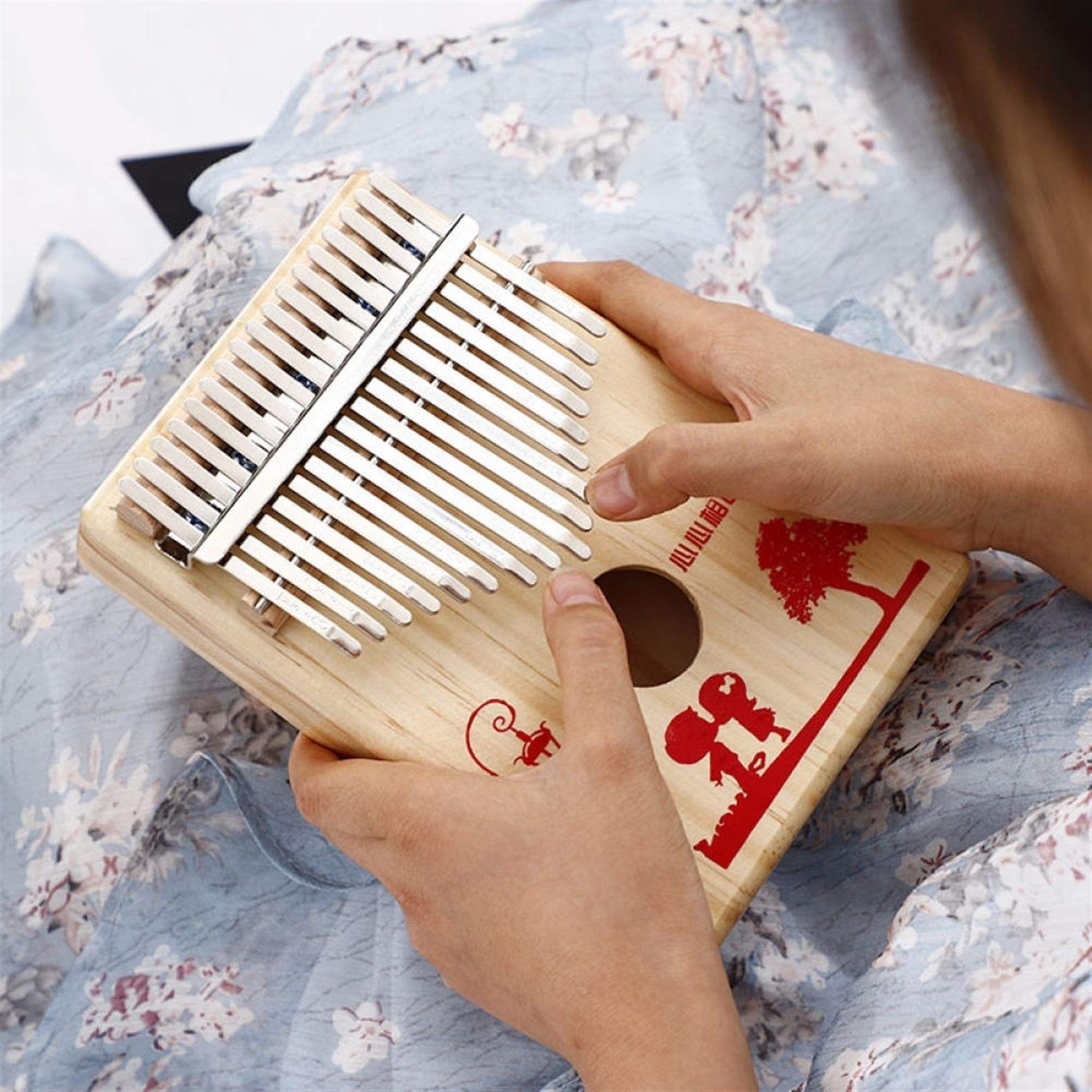SLFDXDP Thumb Piano Single Board Portable Musical Instrument Kalimba Thumb Piano for Beginners 17-Tone Solid Wood Finger Piano Kalimba Thumb Piano Portable (Color : C)