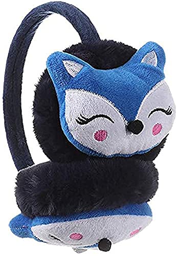 RONGXG Cute Fox Earmuff Girl Boy Plush Winter Warm Ear Muff Soft Furry Outdoor Ear Warmer Muff Kid Ear Cover Anti-Cold Ear Protector, Blue, One Size