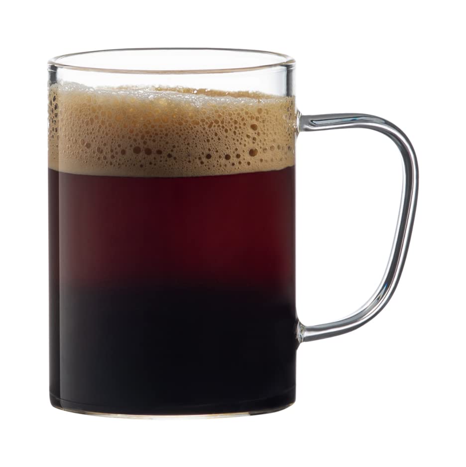 Red Rocks Espresso Cups β Set of 4 Espresso Glass Cups with Handles β 4oz Clear Coffee Cups β Clear Glass Coffee Mugs for Hot Beverages, Espresso, Tea β Lead-Free Borosilicate Glass Cups Set