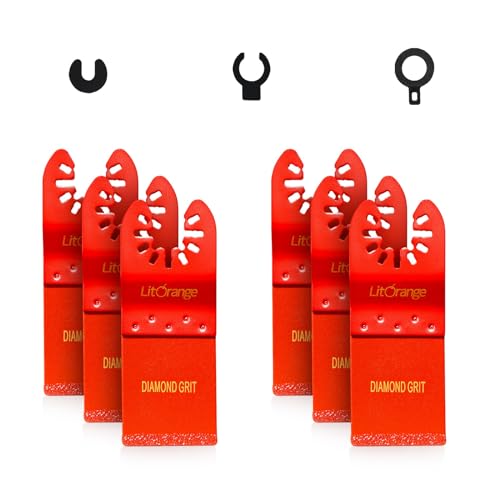 Litorange 6 Pcs Diamond Oscillating Blades, Oscillating Multi Tool Diamond Saw Blades for Grout Removal, Flush Cut, Cleaning Mortar, Compatible with Dewalt Ryobi Milwaukee Rockwell Makita Bosch