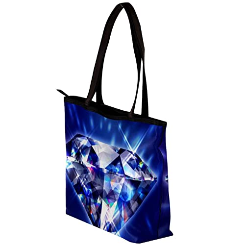 Women's Large Size Canvas Shoulder Bag Hobo Crossbody Handbag Casual Tote, Blue Diamond
