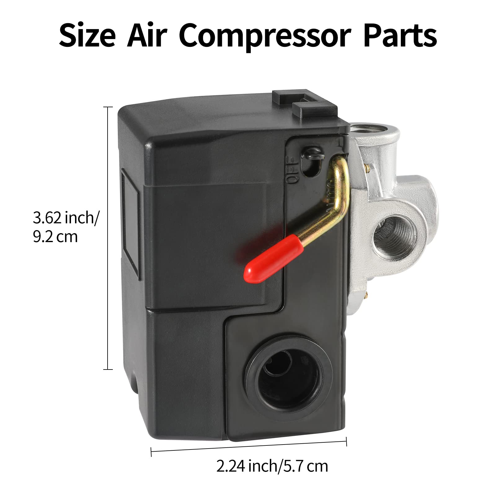 OAMCE Air Compressor Pressure Switch Replacement LF10-4H with 95-125 PSI Range and 20A Rating, 4-Port