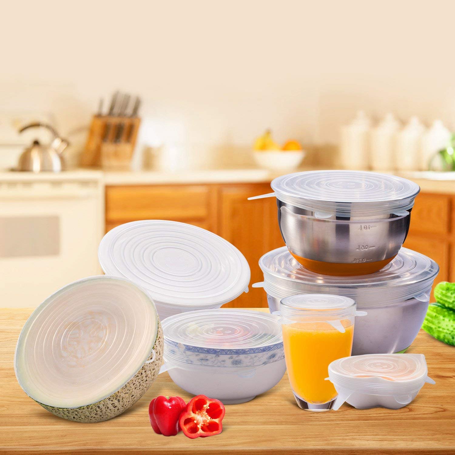 Silicone Stretch Lids, Reusable Durable Food Storage Covers for Bowl, Various Sizes to Meet Most Containers