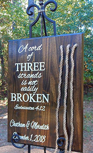 Wood Sign Custom Wedding Gift Personalized Cord Of Three Strands Attached Jute Cords 17 W X 24 T