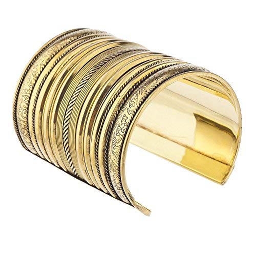 LUX ACCESSORIES Burnish Gold Antique Boho Flower Etched Cuff Bangle Bracelet