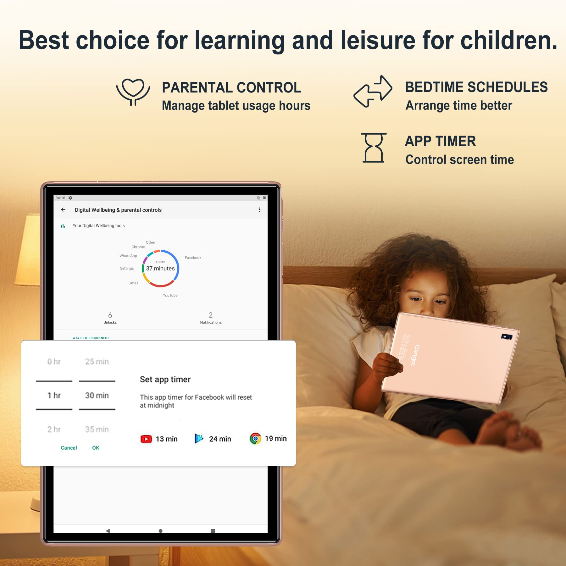 πππ§π ππ Android 12 Tablet 10.1 Inch 2023 Newest Tablets, 4GB + 64GB (Max 128G) 8000mAh Battery with Bluetooth Keyboard | Mouse | GPS | Dual Camera | Case | WiFi support and More - A6 (Gold)