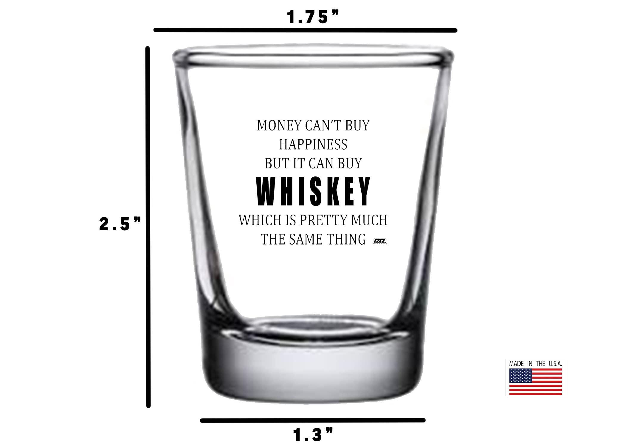 Rogue River Tactical Funny Shot Glass Money Happiness Whiskey Gag Gift