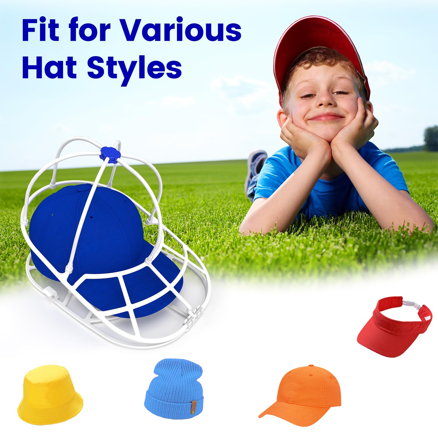 YEENOR Hat Washer for Washing Machine,Cap Washer,Baseball Cap Washers,Baseball Hat Cleaner/Cleaning Protector,Ball Cap Washing Frame Cage Hat Washing Holder (New 1 Pack)