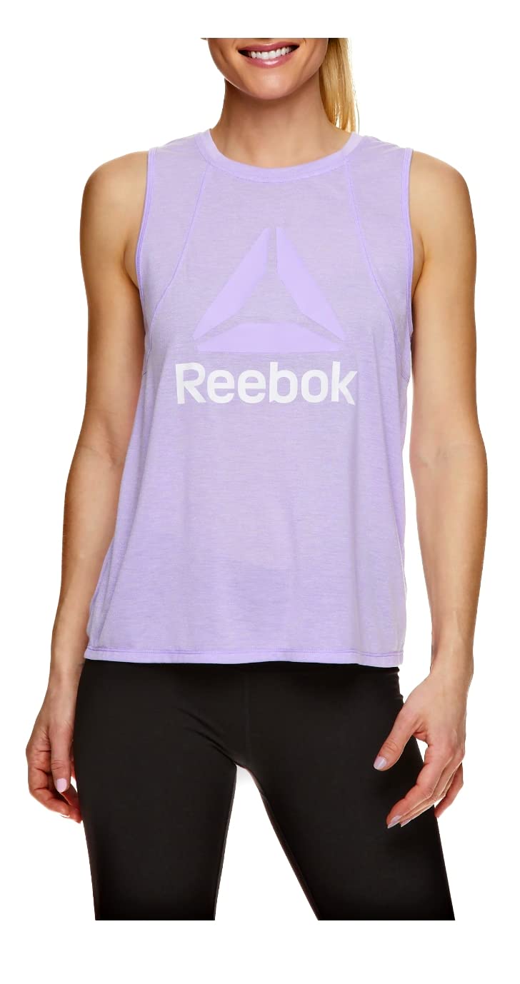Reebok Womens Muscle, WorkOut, Running, Walking, Yoga Graphic Tank Top (Large, Purple Rose Heather)