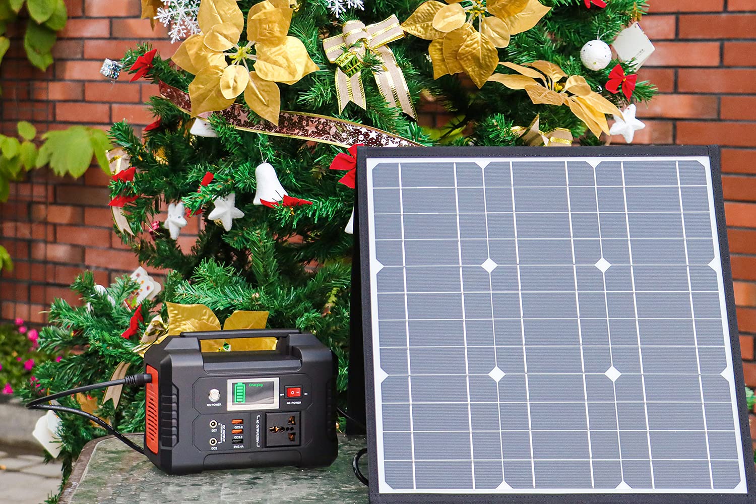 SUYIKIN 200W Portable Power Station, FlashFish 40800mAh Solar Generator with 50W 18V Portable Solar Panel, Flashfish Foldable Solar Charger with 5V USB 18V DC Output