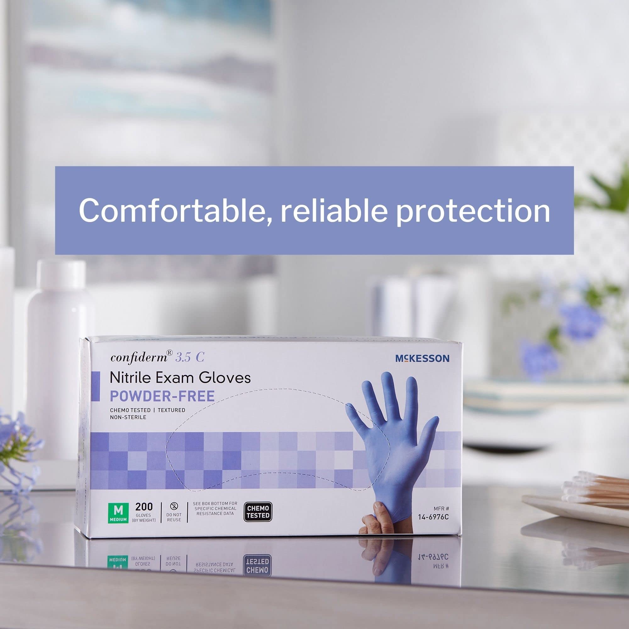 McKesson Confiderm 3.5C Nitrile Latex-Free MED Exam Gloves, Medium, Chemo Tested, Powder-Free, 200/BX (CASE of 10)