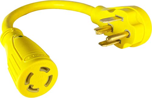 MARVINE CABLE Generator Cord Adapter from 30A NEMA 14-30P to 30A NEMA L14-30R Locking Female Connector STW10/4 1.5FT