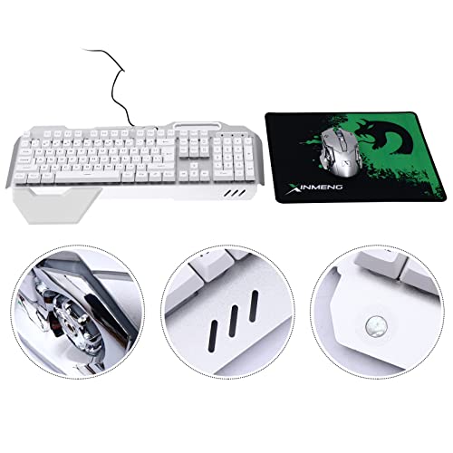 SOLUSTRE Rechargeable Keyboard and Wired Gaming Keyboard and Mouse Combo RGB Backlit Gaming Set Led Rainbow Backlit Keyboard Mouse Combo 2.
