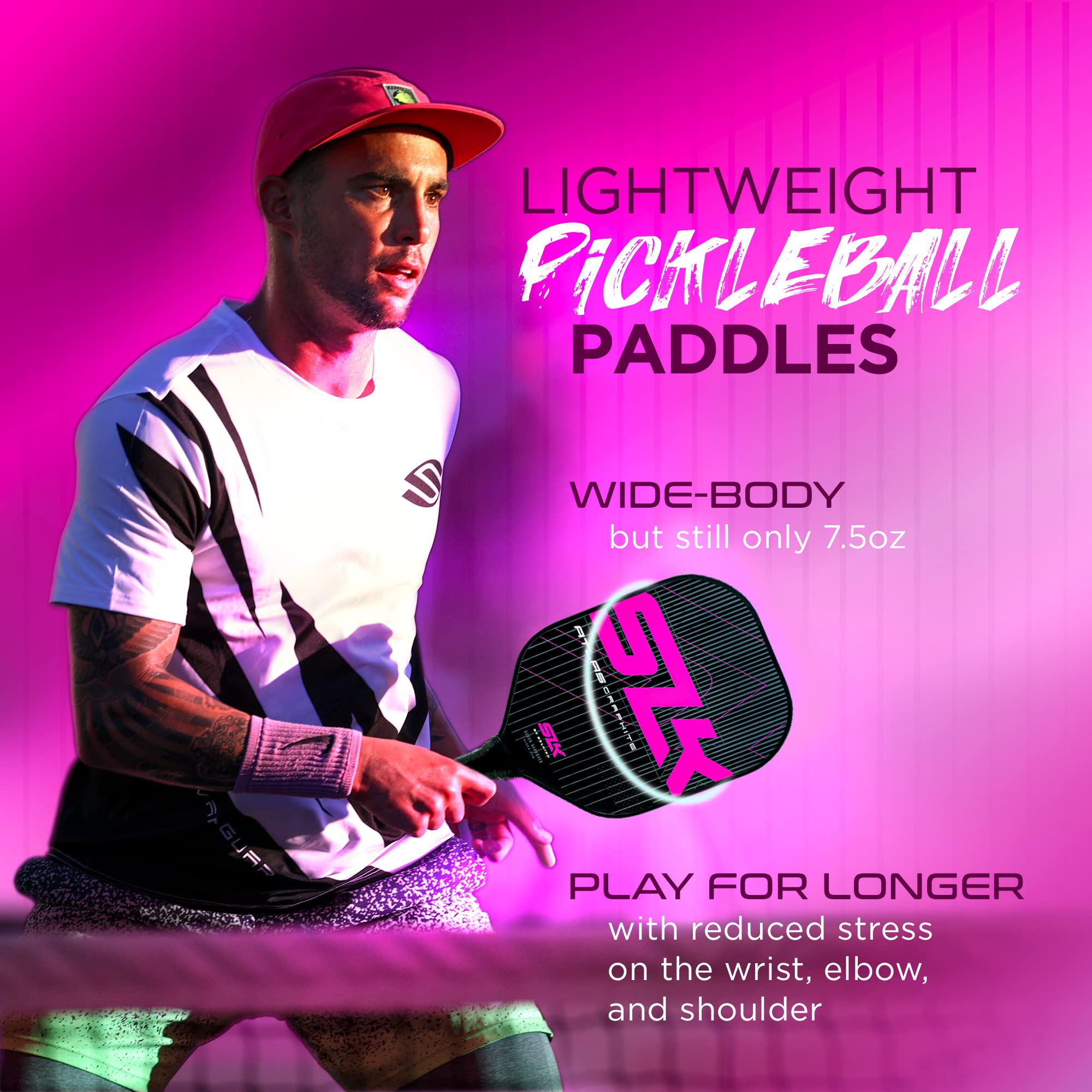 SLK Atlas Pickleball Paddle | Graphite Pickleball Paddle features G5 Control Graphite Face & Polymer Rev-Core+ | Designed in the USA | Perfect starter for any upcoming pickleball player (Atlas Purple)