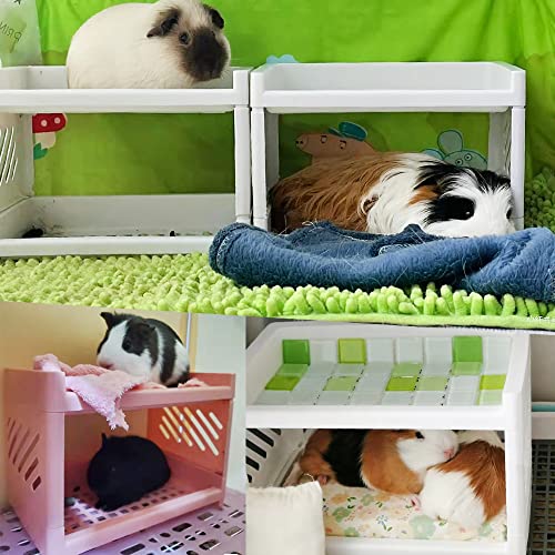 wcgfoever Guinea Pig Bunk Bed for Cage, Multi-Level Sleep Bed with 2 Blankets, Small Animals Cage Habitat Decor, Bedding for Guinea Pig Chinchilla Rat Hedgehog, Blue