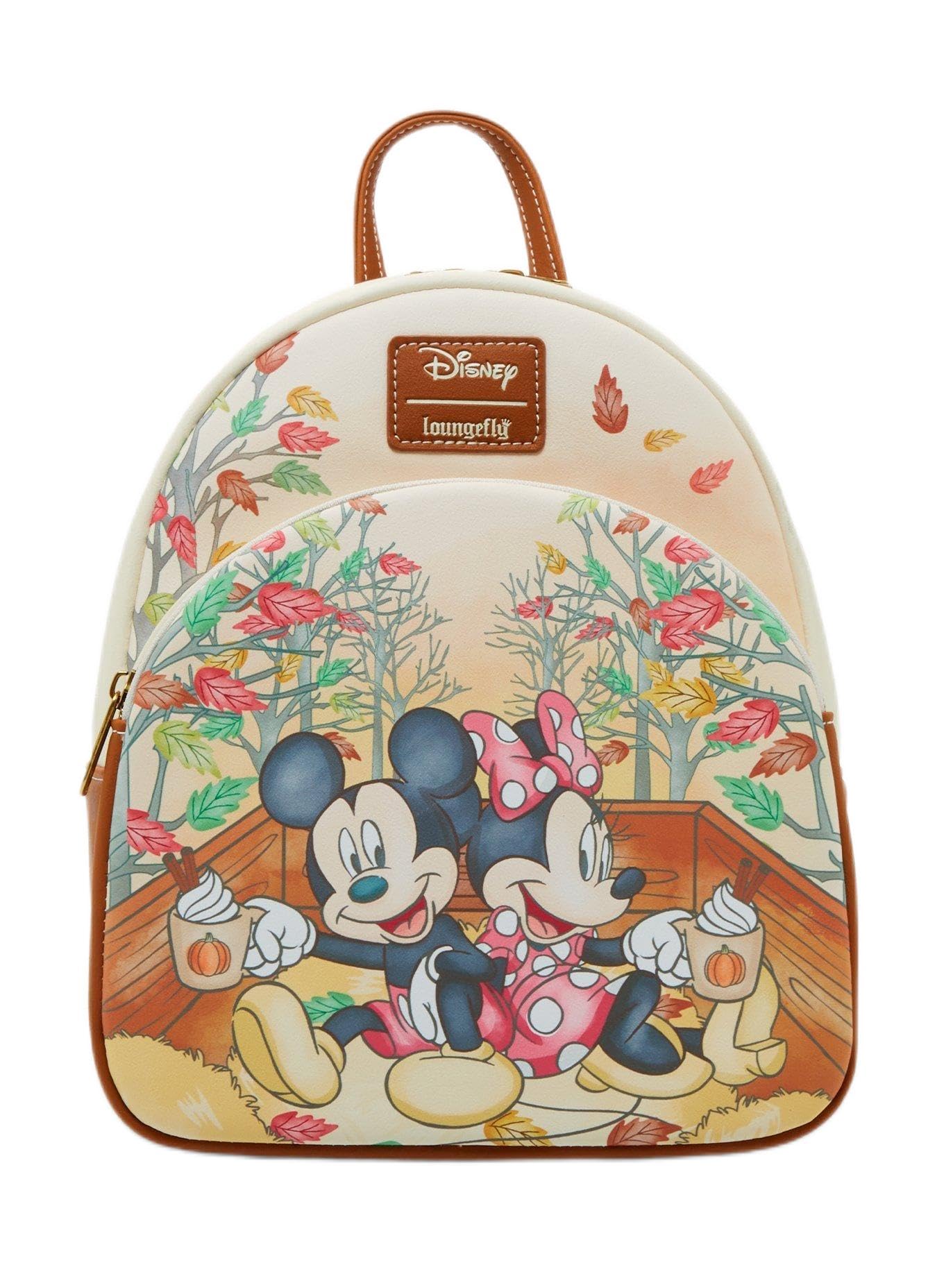 Loungefly Disney Mickey Mouse & Minnie Mouse Fall Leaves Mini Backpack