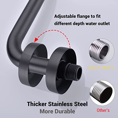 TRUSTMI S Shaped Shower Arm with Flange 17 Inch Extension with 6 Inch High Rise Gooseneck Arm for Rainfall Shower Head, Wall Mounted, Oil Rubbed Bronze