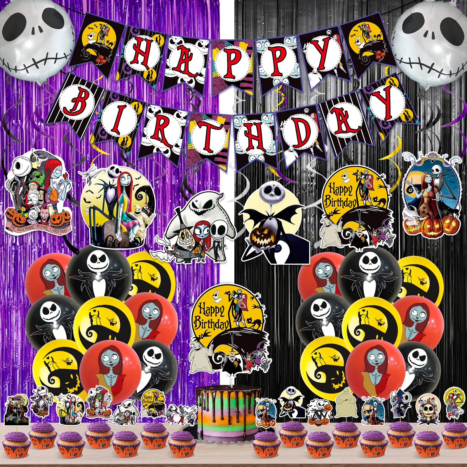 Nightmare Birthday Party Decorations Jack and Sally Birthday Party Decorations Halloween Nightmare Party Decorations Nightmare Cupcake Topper Nightmare Before Cake Decorations Nightmare Birthday