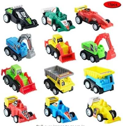 SULOLI 12 PCs Easter Eggs Prefilled with Pull Back Cars Toy Vehicles for Easter Party Favors, Easter Basket Stuffers, Easter Egg Fillers, Goodie Bags Fillers, Classroom Prizes, Pinata Fillers