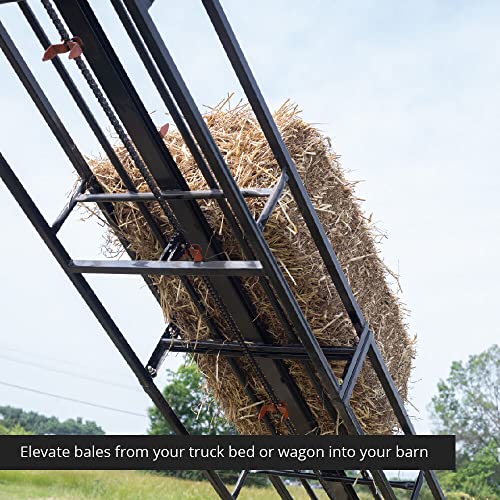 Titan Attachments Chain Drive 16ft Square Hay Bale Elevator Base Unit with 3/4 HP Motor, Black, Hay Harvesting Agricultural Equipment