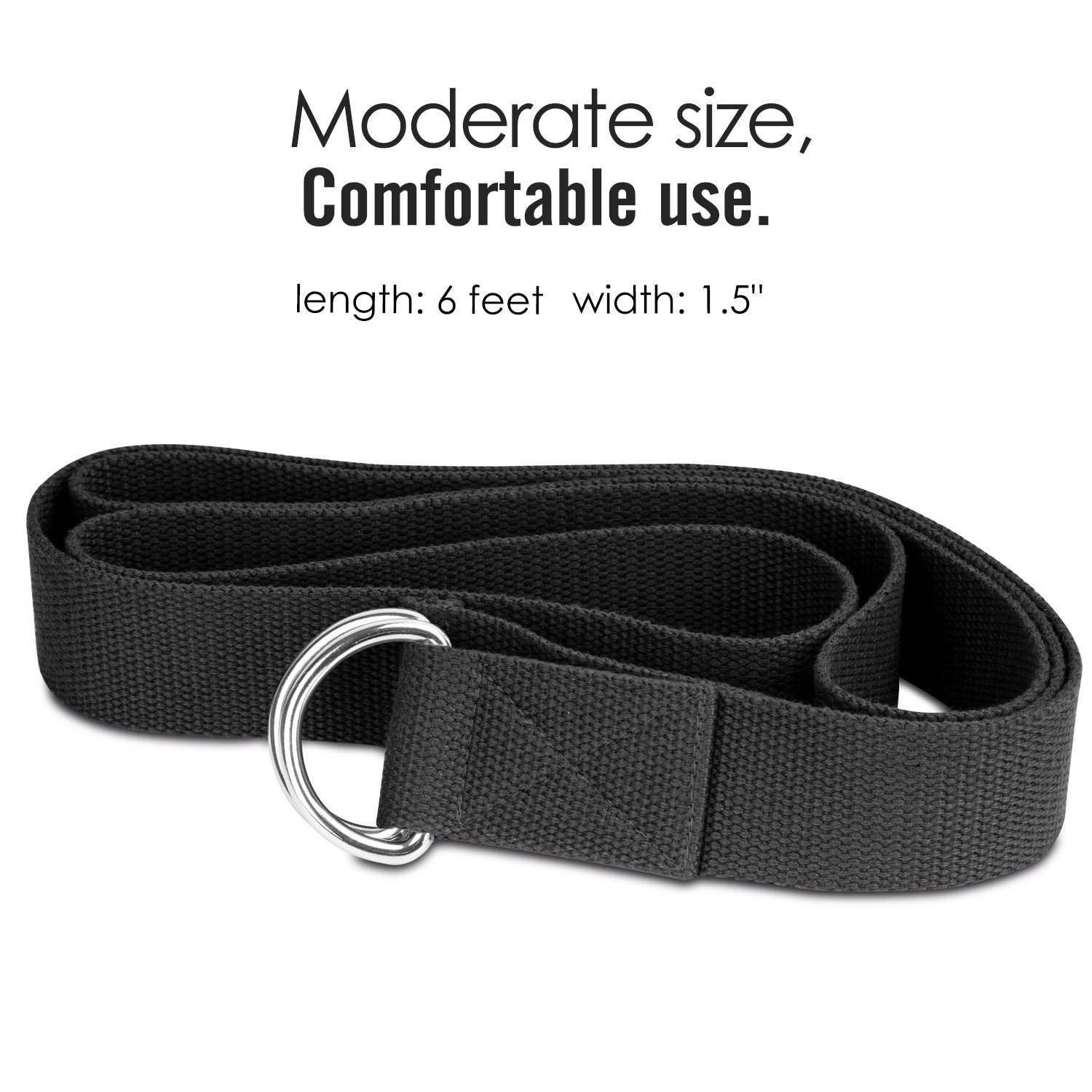 MoKo Yoga Strap Belt [2 Pack], Stretching Exercise Fitness Bands 6ft, Made with Durable Cotton Soft with Metal D-Ring Buckle, Best for Holding Poses, Pilates, Increase Flexibility - Army Green