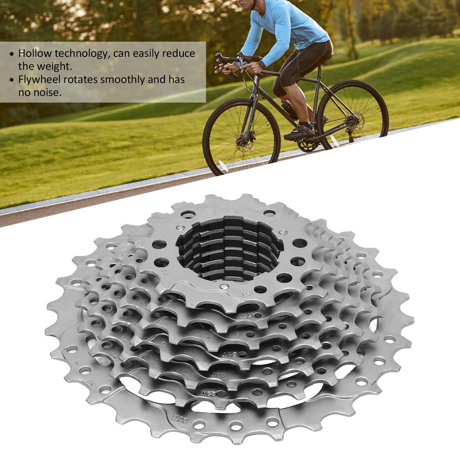 Road Bike Freewheel, Runs Smoothly Weight Reduction Anti Rust Treatment Cassette Freewheel Hollow Technology for Cycling