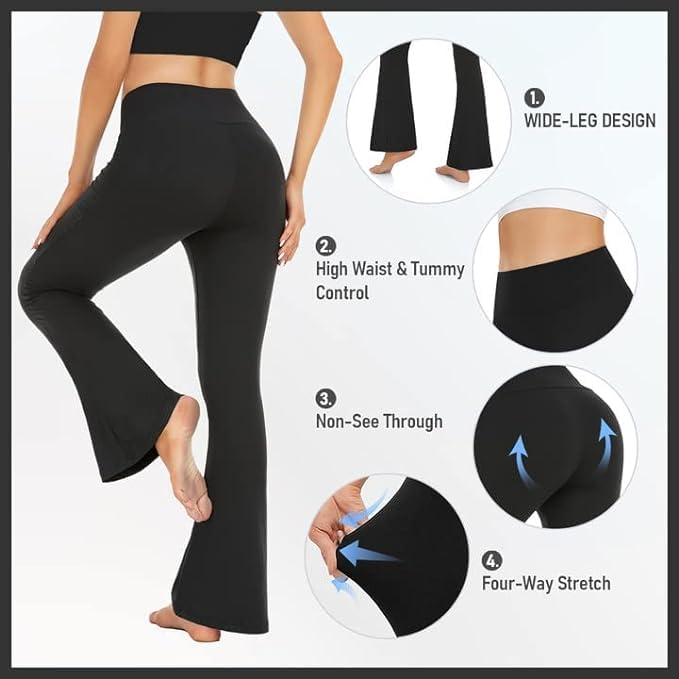 MOREFEEL Women's Flare Leggings-Bootcut Yoga Pants with Pockrts High Waisted Workout Bootleg Work Pants Dress Pants
