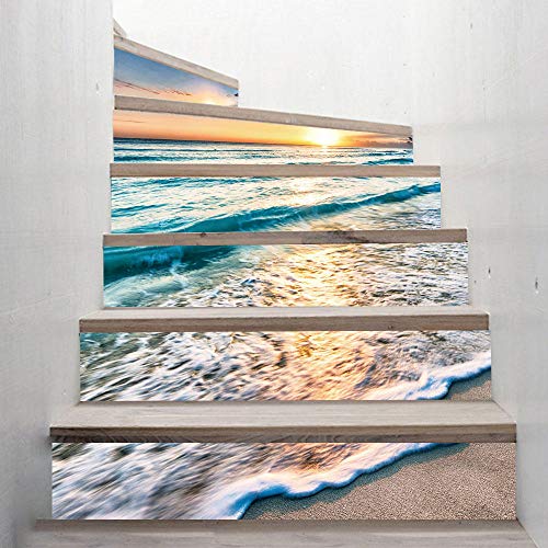 Master_GGGGG Stickers 3D Innovative DIY White Spray Decorative Adhesive Stair Stickers - Waterproof Stair Riser Decals - Peel and Stick Stair Stickers Decoration 6pcs/set 18cm X 100cm