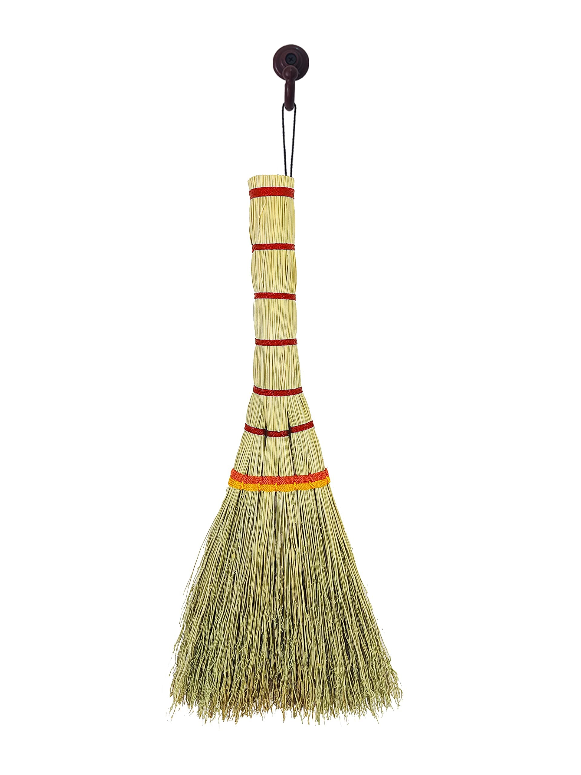 Small Corn Wisk Brush Broom 11 Inch Flagged Indoor Heavy Duty Multi Surface Hard & Soft Floor Home Office Cleaning Tool Supplies 100% Handmade for Household Sweeping Indoor Outdoor (Random 2)