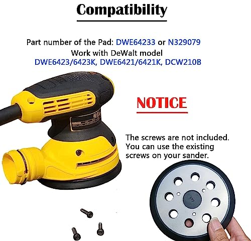 Union Pads & Abrasives OEM1 5 Inch 8 Hole Replacement Sander Hook and Loop Orbital Sander Pad for DeWalt 151281-08, DW4388 Fits DeWalt DW421, DW423, D26453, D26451, DW422, Porter Cable 390K 382 343/VS