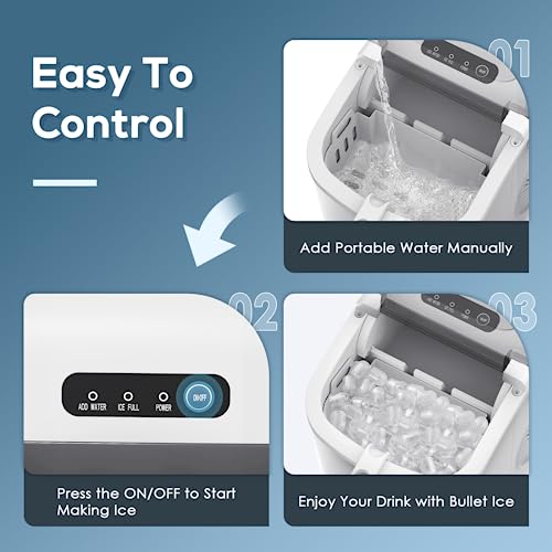 ZAFRO Ice Maker Countertop, Portable Ice Machine with Carry Handle, Self-Cleaning Ice Makers with Basket and Scoop, 9 Cubes in 6 Mins, 26 lbs per Day, Suitable for Kitchen, Camping, Party (White)